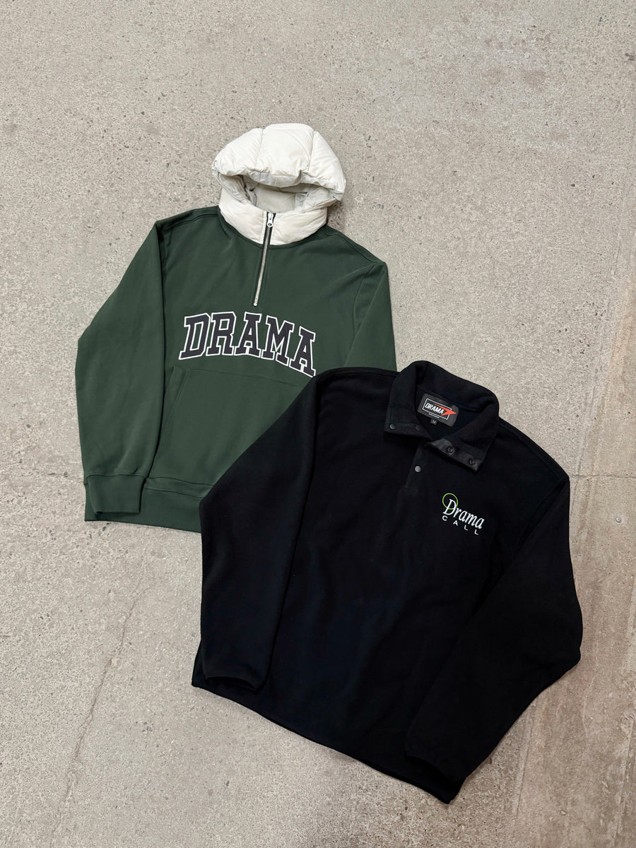 FOREST GREEN PUFFAH HOOD 1/4 ZIP – Drama Call